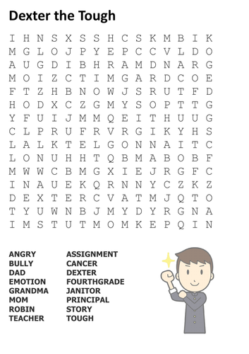 Dexter the Tough Word Search | Teaching Resources
