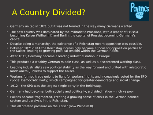 AQA A-Level History Democracy & Nazism: Lesson 2 - Impact of WW1 ...