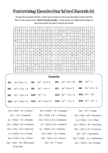 ️ Factorising Quadratics Word Search #6 🔎 | Teaching Resources