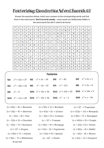 ️ Factorising Quadratics Word Search #3 🔎 | Teaching Resources