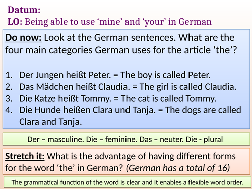Lieblingssachen and the use of mein/meine/dein/deine - German ...