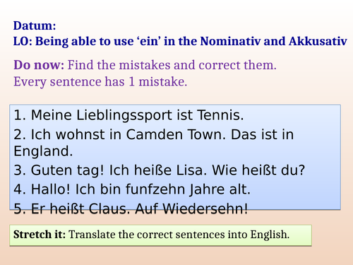 'Ich habe einen/eine/ein' and objects - German | Teaching Resources