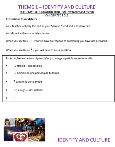 Spanish GCSE - Speaking test: role plays, photo cards and general ...