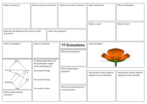 Y7 Ecosystems Revision pack 2020 - Based on AQA KS3 Science Programme ...
