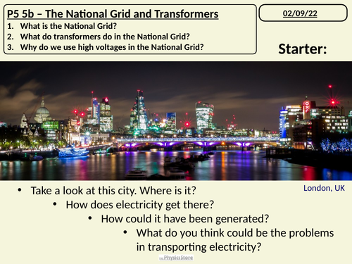 KS4 GCSE Physics AQA P5 5b The National Grid Lesson Bundle | Teaching ...