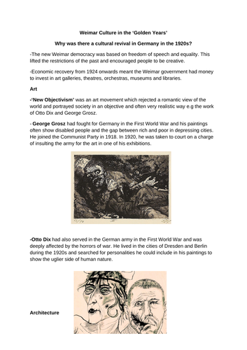 Edexcel 9-1- Weimar and Nazi Germany- Weimar Culture - Lesson 12 ...