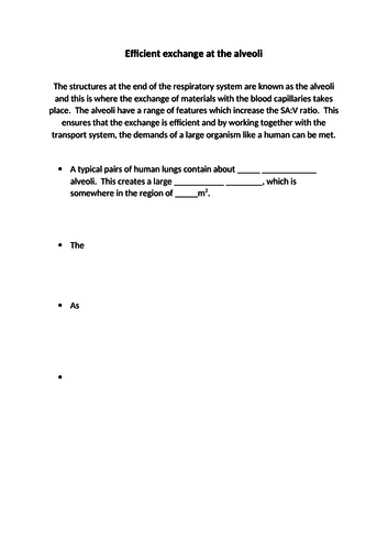 Exchange at the alveoli | Teaching Resources