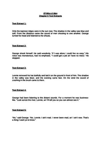 Of Mice and Men, Chapters 5 and 6 | Teaching Resources