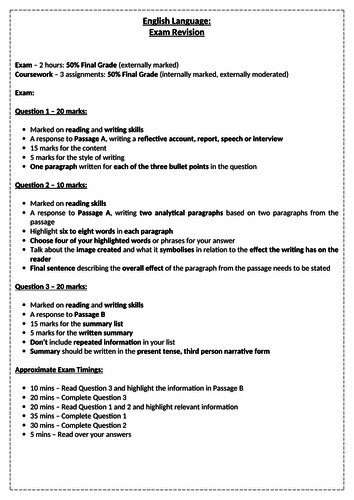 English Language CIE IGCSE - Revision Poster | Teaching Resources