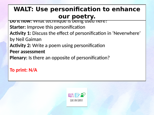 Personification in poetry - introduction to poetry | Teaching Resources