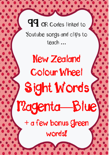 NZ Magenta - Blue Sight Word QR Codes | Teaching Resources