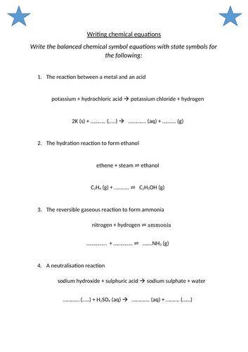 Writing chemical symbol equations | Teaching Resources