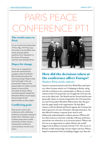 Treaty of Versailles (Paris Peace Conference) student guide and ...