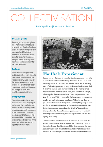 Stalin and Collectivisation | Teaching Resources