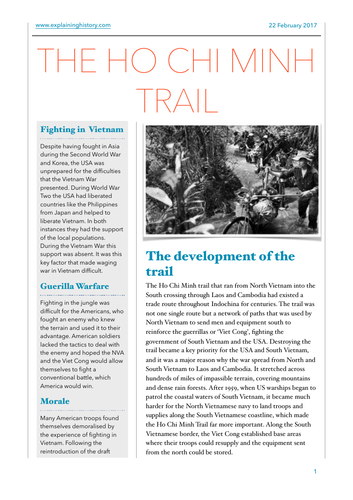 The Ho Chi Minh Trail Worksheet | Teaching Resources