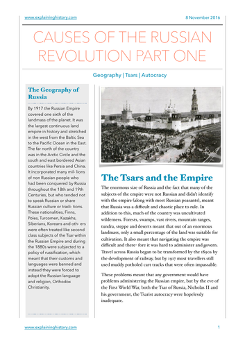 Causes of the Russian Revolution Part One | Teaching Resources