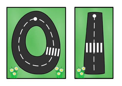 Road numbers for number tracing with a toy car | Teaching Resources