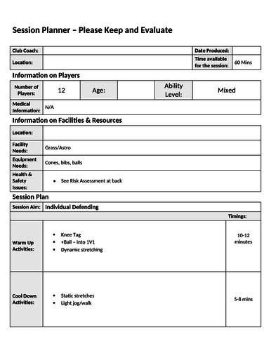 20 FA Football Session Plans | Teaching Resources