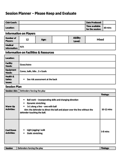 20 FA Football Session Plans | Teaching Resources
