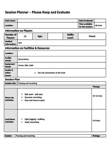 20 FA Football Session Plans | Teaching Resources