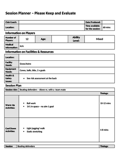 20 FA Football Session Plans | Teaching Resources
