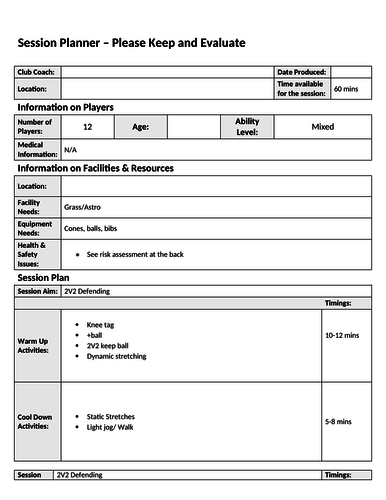20 FA Football Session Plans | Teaching Resources