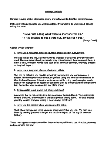 Academic Writing Concise and Confident Writing Info Worksheets Tasks ...