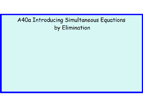 A40a Introducing Simultaneous Equations | Teaching Resources A40a Introducing Simultaneous Equations | Teaching Resources