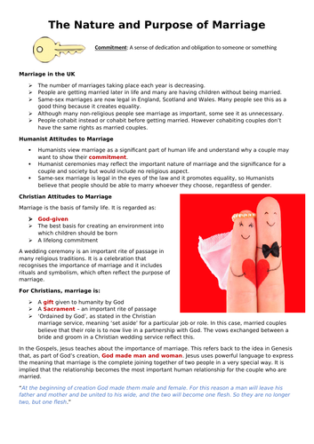 AQA Relationships and Families: Marriage Ceremonies - Whole Lesson ...