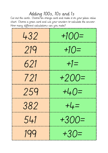 Year 3 Adding 100 10 And 1s To 3 Digit Numbers Using Place Value Counters Teaching Resources 