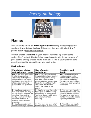 Poetry anthology - students create their own! | Teaching Resources