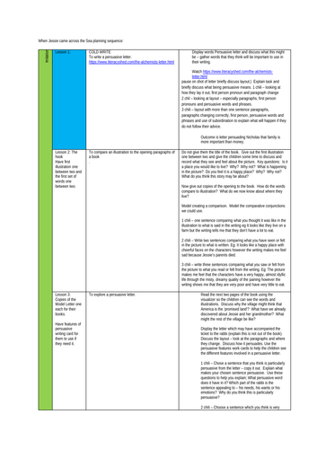 Persuasive letter writing unit based on When Jessie Came across the Sea ...