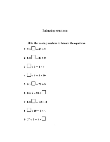 Balancing equations worksheet no 4 (with solutions) | Teaching Resources