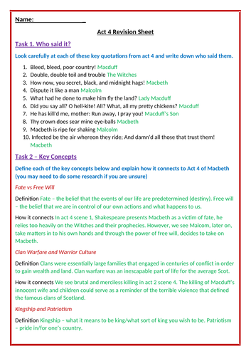 Act 5 Scene 1 Macbeth GCSE English Literature 9-1 | Teaching Resources