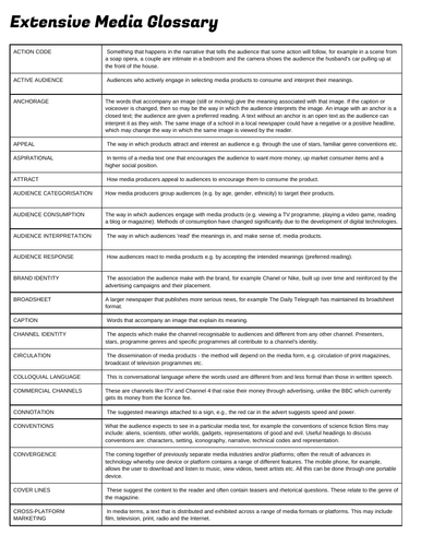 COMMUNICATION THEORY | MEDIA GLOSSARY 100 terms | REVISION | Teaching ...