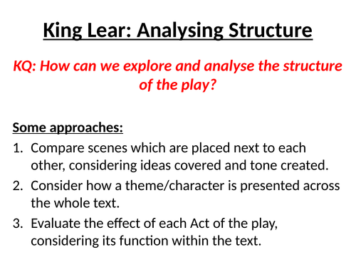 King Lear: Analysing Structure | Teaching Resources