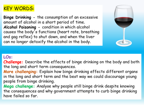 Alcohol - Binge Drinking PSHE | Teaching Resources
