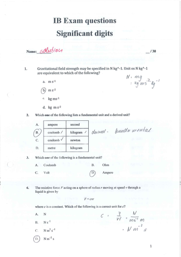 Topic 1 Lesson 2 Units and measurements IB HL + SL | Teaching Resources
