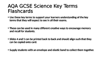 AQA GCSE Science Glossary of Key Terms Working Scientifically by ...