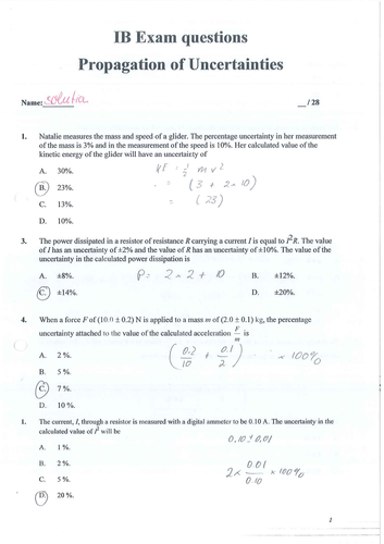 Topic 1 Lesson 4 Uncertainties in calculations IB HL + SL | Teaching ...