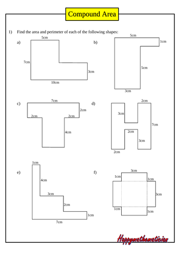 Mixed Area, Compound Areas and Problems - With Answers | Teaching Resources