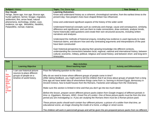 Year 3 History Stone Age unit | Teaching Resources