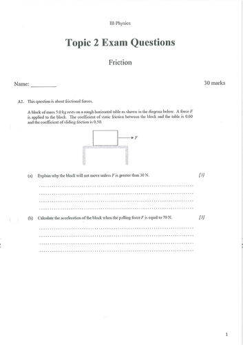 IB Topic 2 Forces Lesson 3 &4 Friction and fluid resistance HL + SL ...