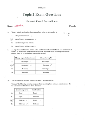 IB Topic 2 Forces Lesson 5 & 6 Newton’s Laws of Motion HL + SL ...