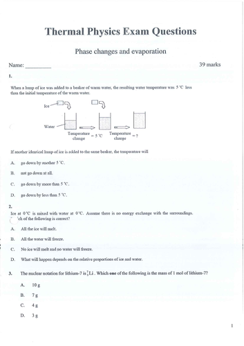 IB Topic 3 Thermal Physics Lesson 4 & 5 Phase changes and latent heat ...