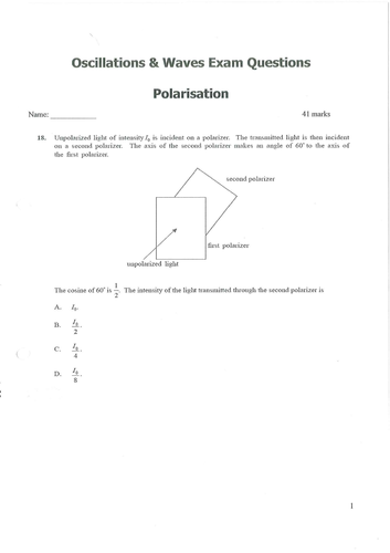 IB Topic 4 Waves Lesson 11 & 12 Polarization and Malus’s Law HL + SL ...