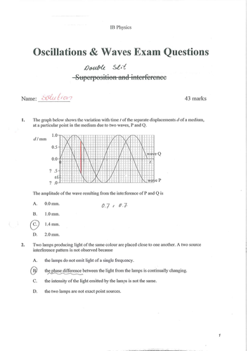 IB Topic 4 Waves Lesson 13 & 14 Interference and Double slit HL + SL ...