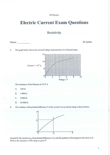 IB Topic 5 Electricity and Magnetism Lesson 5 Resistivity HL + SL ...