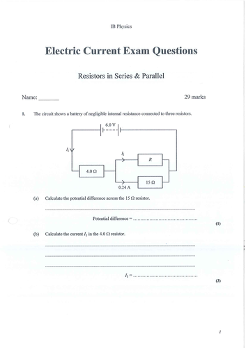 IB Topic 5 Electricity and Magnetism Lesson 6 Kirchhoff’s circuit laws ...