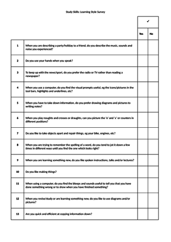 Study Skills: Learning Styles and Memory Strategies | Teaching Resources